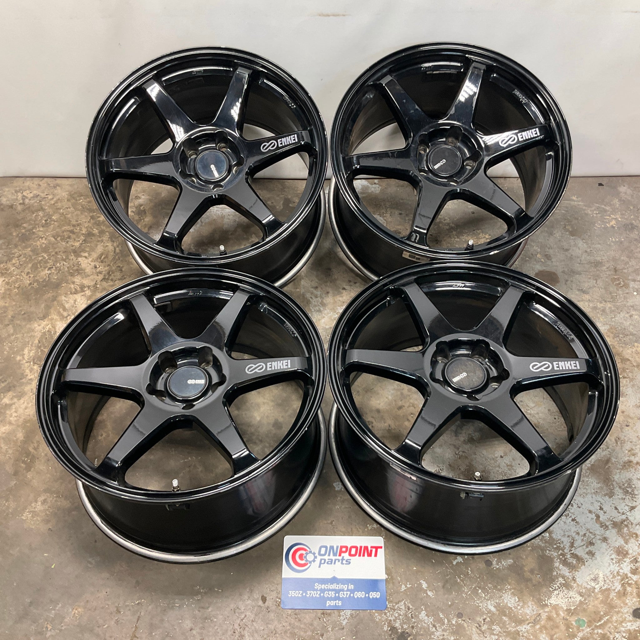 Enkei Tuning T6R Rims Wheels Front 18x8.5 Rear 18x9.5 Gloss Black 5x11 ...
